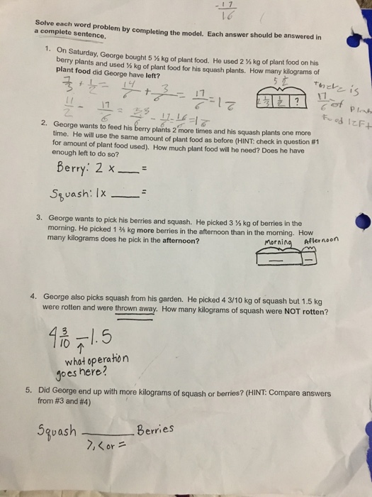 Solved 1 7 16 Solve each word problem by completing the | Chegg.com