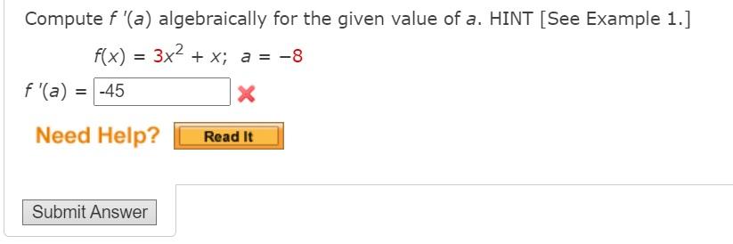 Solved Compute f '(a) algebraically for the given value of | Chegg.com