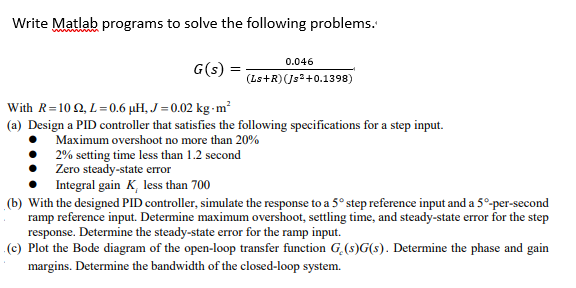 Solved Write Matlab programs to solve the following | Chegg.com