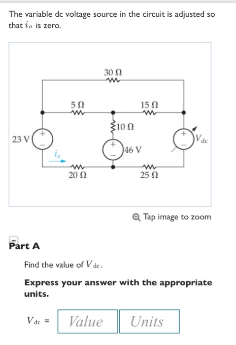 Solved The variable dc voltage source in the circuit is | Chegg.com