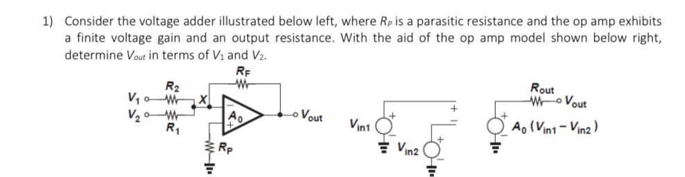 Solved Consider the voltage adder illustrated below left, | Chegg.com