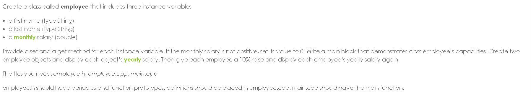 Solved Create a class called employee that includes three | Chegg.com