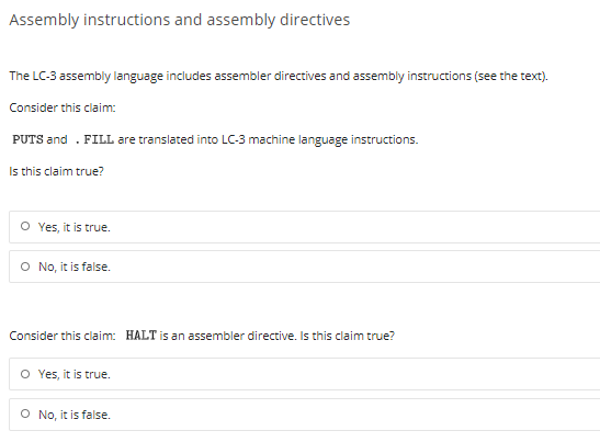 Solved Assembly instructions and assembly directives The | Chegg.com