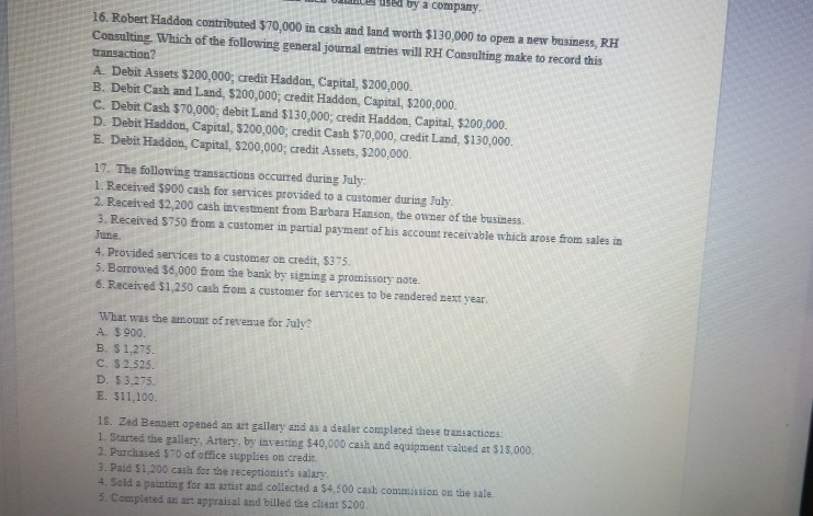 Solved used by a company 16. Robert Haddon contributed | Chegg.com