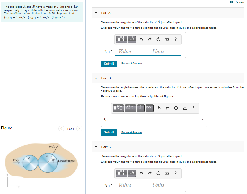 Solved Review The two disks A and B have a mass of 3 kg and | Chegg.com