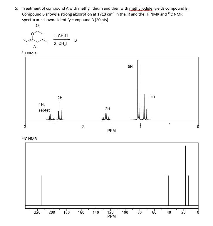 Solved 5. Treatment of compound A with methyllithium and | Chegg.com