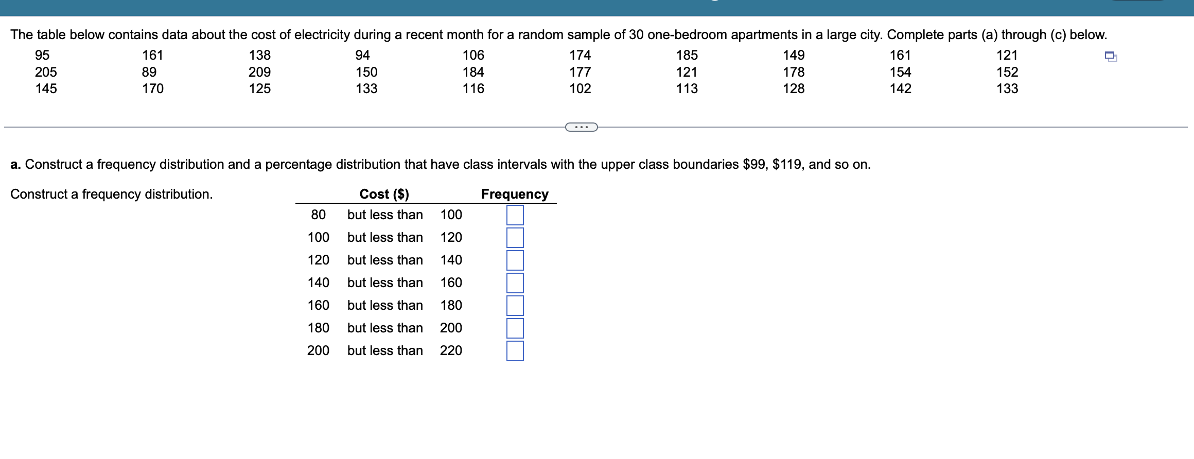 Solved a. Construct a frequency distribution and a | Chegg.com