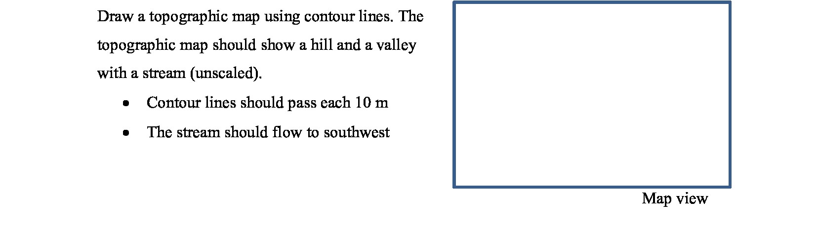 Solved Draw a topographic map using contour lines. The | Chegg.com