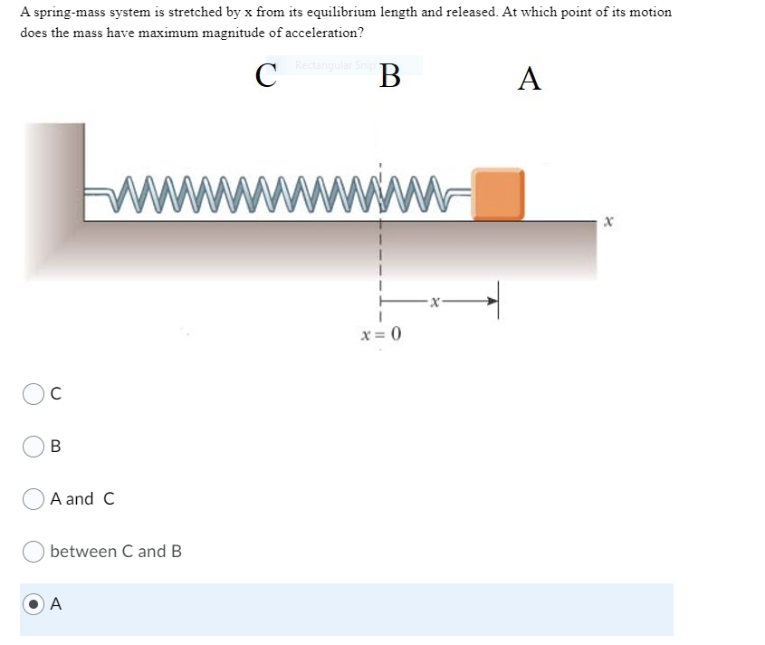 Solved A spring-mass system is stretched by x from its | Chegg.com