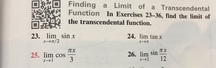 Solved Finding a Limit of a Transcendental Function In | Chegg.com