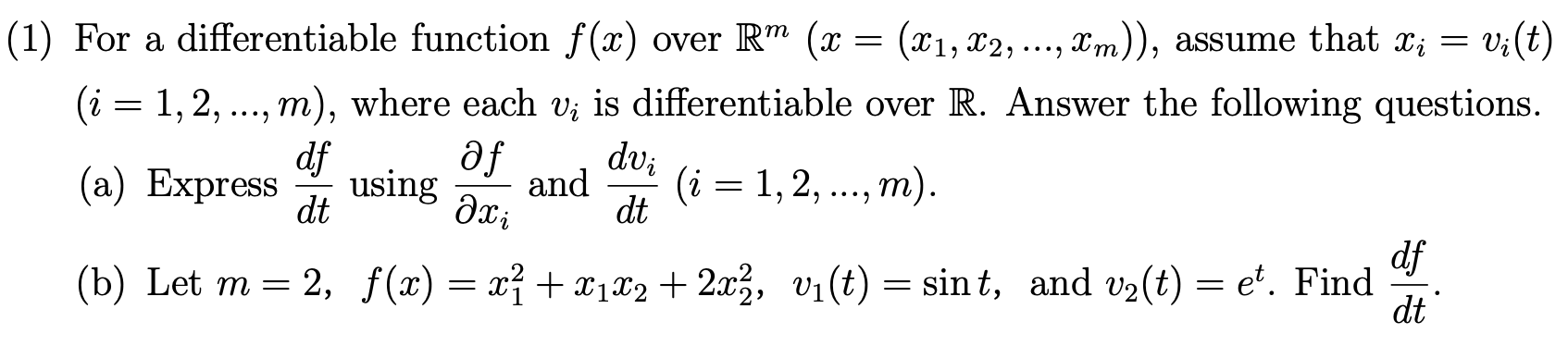 Solved 1) For a differentiable function f(x) over | Chegg.com