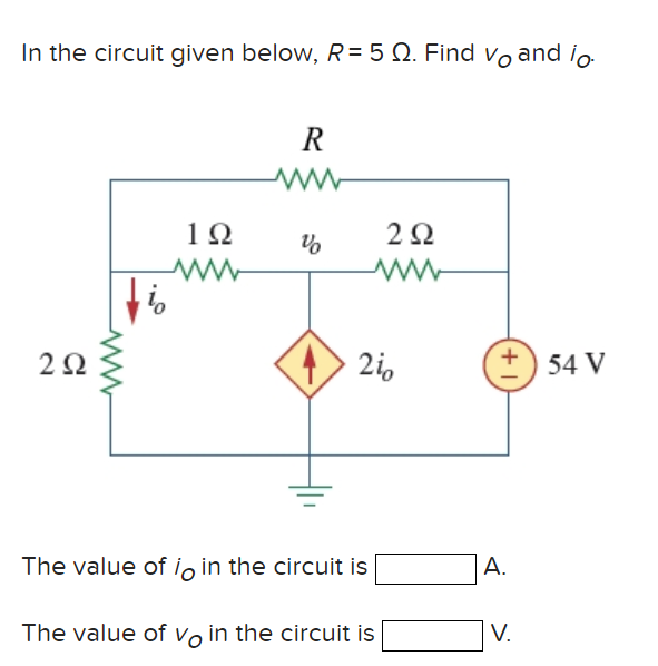 Solved In the circuit given below, R=5Omega. Find v_(O) and | Chegg.com