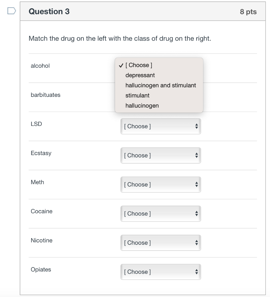 Solved Match the drug on the left with the class of drug on | Chegg.com