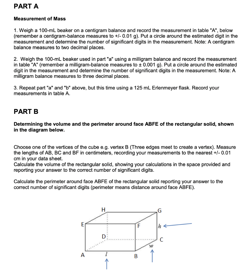 Solved Measurement of Mass 1. Weigh a 100-mL beaker on a | Chegg.com