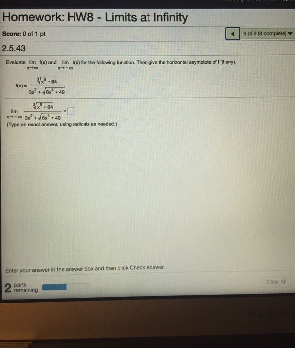 Solved Evaluate lim_x rightarrow infinity and lim_x | Chegg.com