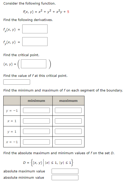 Solved Consider The Following Function F x Y X2 Y2 Chegg