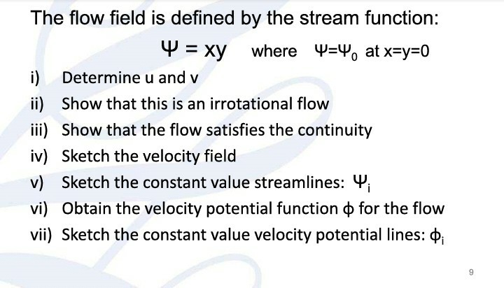 Solved The flow field is defined by the stream function: Y = | Chegg.com