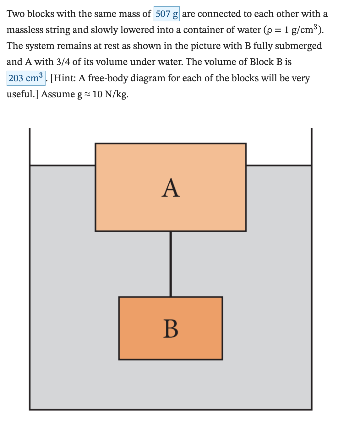 [Solved]: Two blocks with the same mass of are connected to