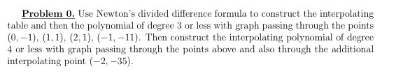 Solved Problem 0 Use Newtons Divided Difference Formula To 6176