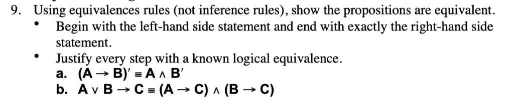 Solved 9. Using equivalences rules (not inference rules), | Chegg.com