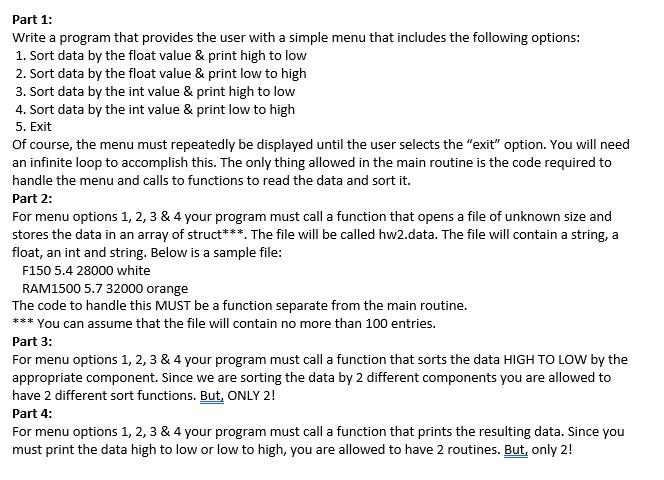 Solved Part 1: Write a program that provides the user with a | Chegg.com