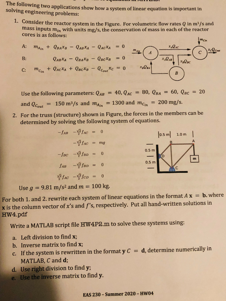 Solved The following two applications show how a system of | Chegg.com