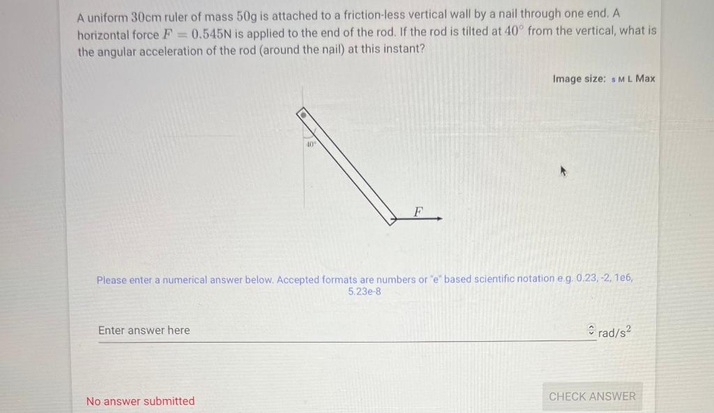 Solved A uniform 30 cm ruler of mass 50 g is attached to a | Chegg.com