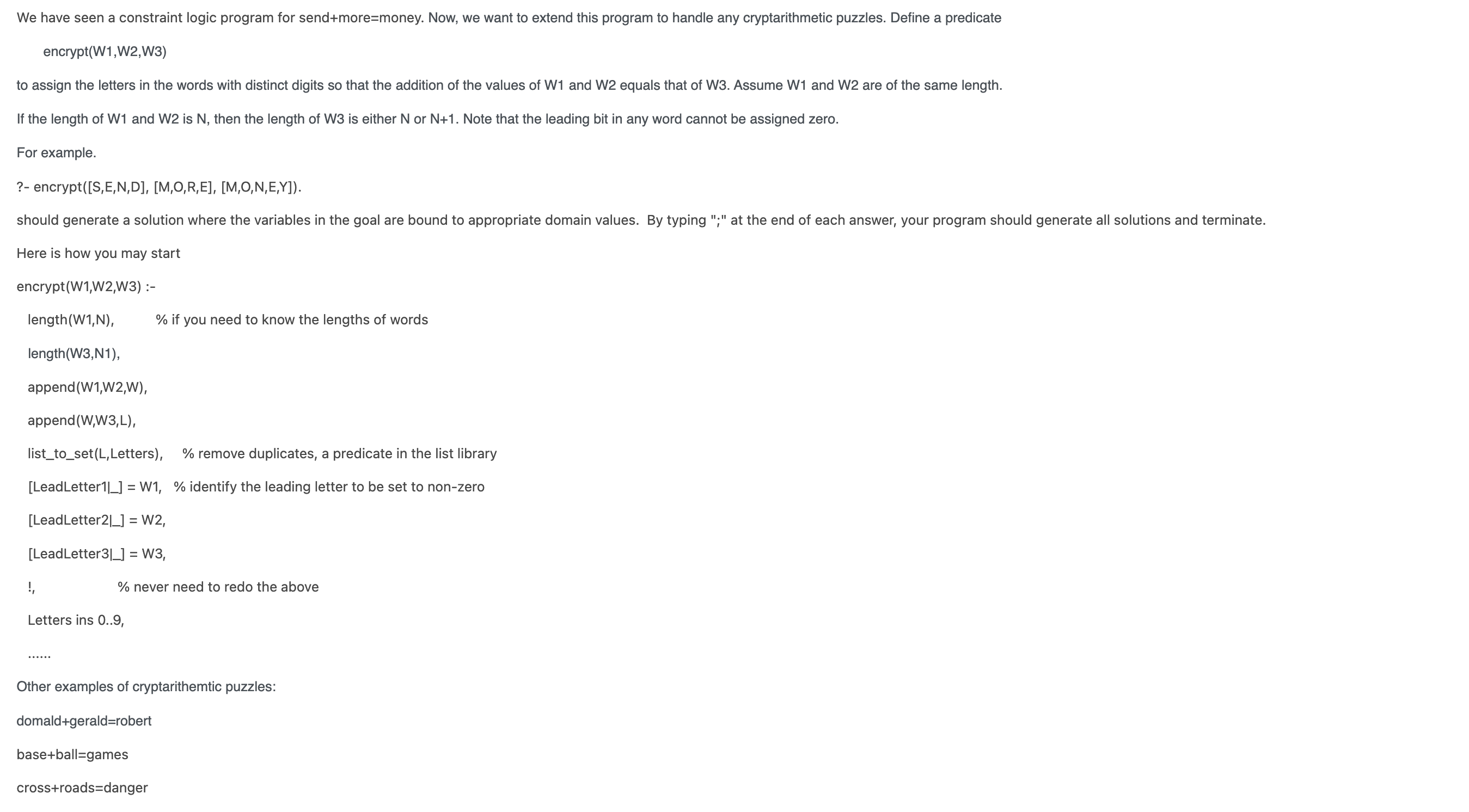 Solved We Have Seen A Constraint Logic Program For
