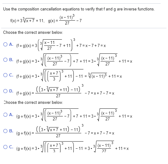 Solved Use the composition cancellation equations to verify | Chegg.com