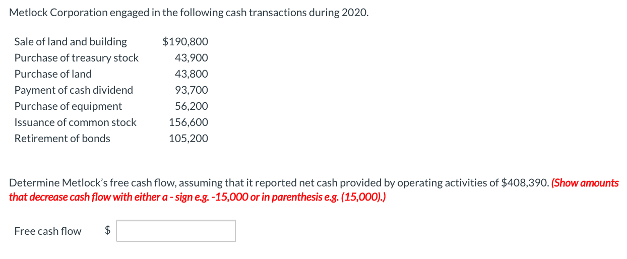 Solved Metlock Corporation engaged in the following cash | Chegg.com Solved Metlock Corporation engaged in the following cash | Chegg.com