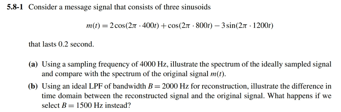 Solved 5.8-1 Consider a message signal that consists of | Chegg.com