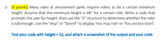 Solved 2- (5 points) Many rides at amusement parks require | Chegg.com