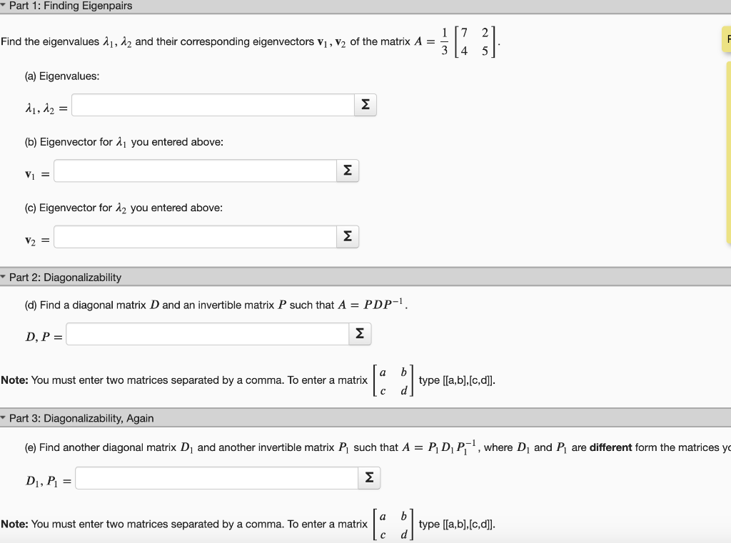 Solved Part 1: Finding Eigenpairs _117 21 Find the | Chegg.com