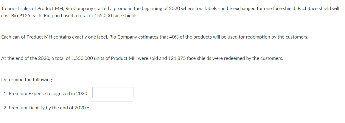 Solved To boost sales of Product MH, Rio Company started a | Chegg.com