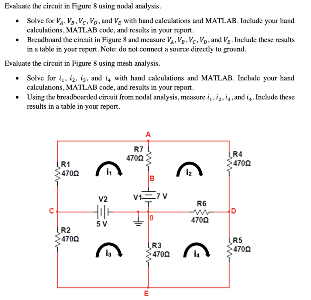Solved Evaluate the circuit in Figure 8 using nodal | Chegg.com