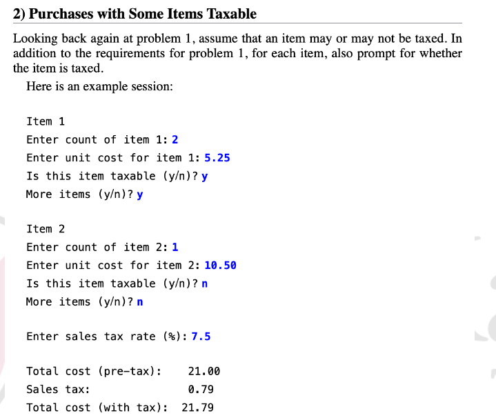 Solved 2) Purchases with Some Items Taxable Looking back | Chegg.com