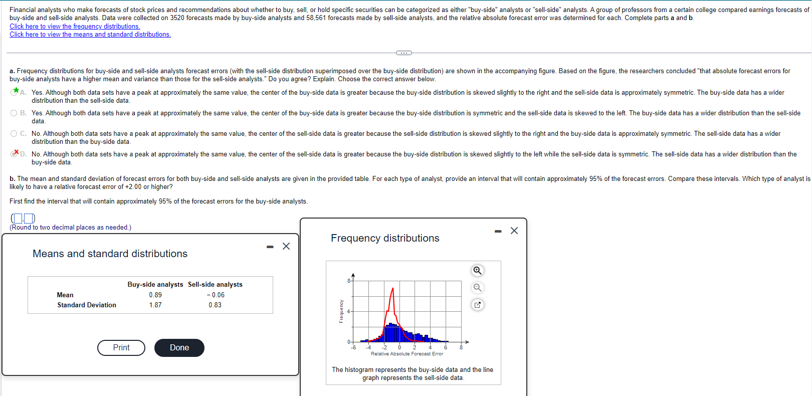Solved Click here to view the frequency distributions. Click | Chegg.com