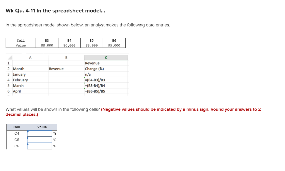 Solved Wk Qu. 4-11 In the spreadsheet model... In the | Chegg.com Solved Wk Qu. 4-11 In the spreadsheet model... In the | Chegg.com