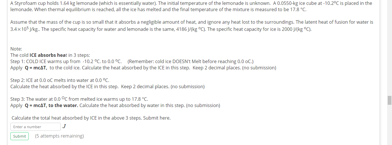 Solved Temperature Change and Phase Change - Specific Heat | Chegg.com