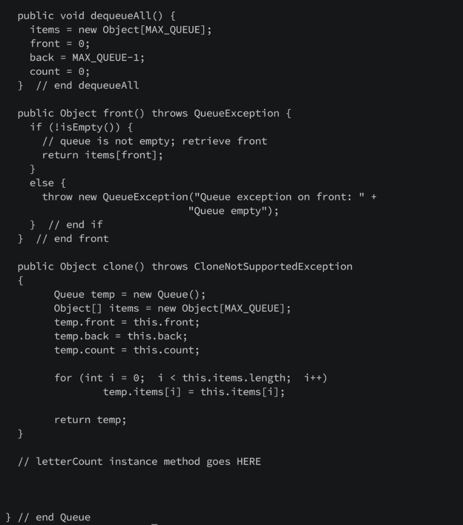 Solved Writing Simple Class and Instance Methods with Queues | Chegg.com