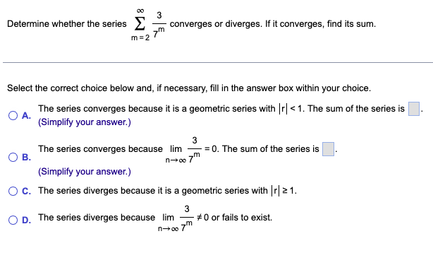 Solved converges or diverges. If it converges, find its sum. | Chegg.com