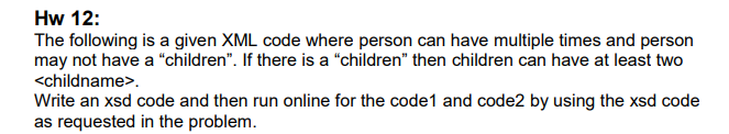 Solved Hw 12: The following is a given XML code where person | Chegg.com