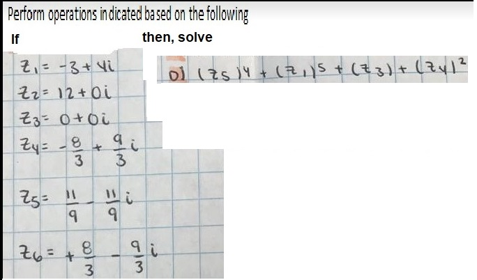 Solved Perform operations indicated based on the following | Chegg.com