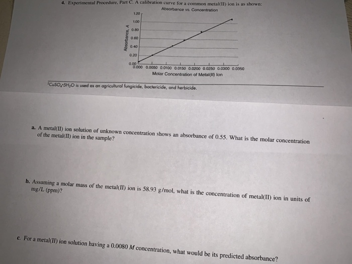 Solved 4. Experimental Procedure, Part C. A calibration | Chegg.com