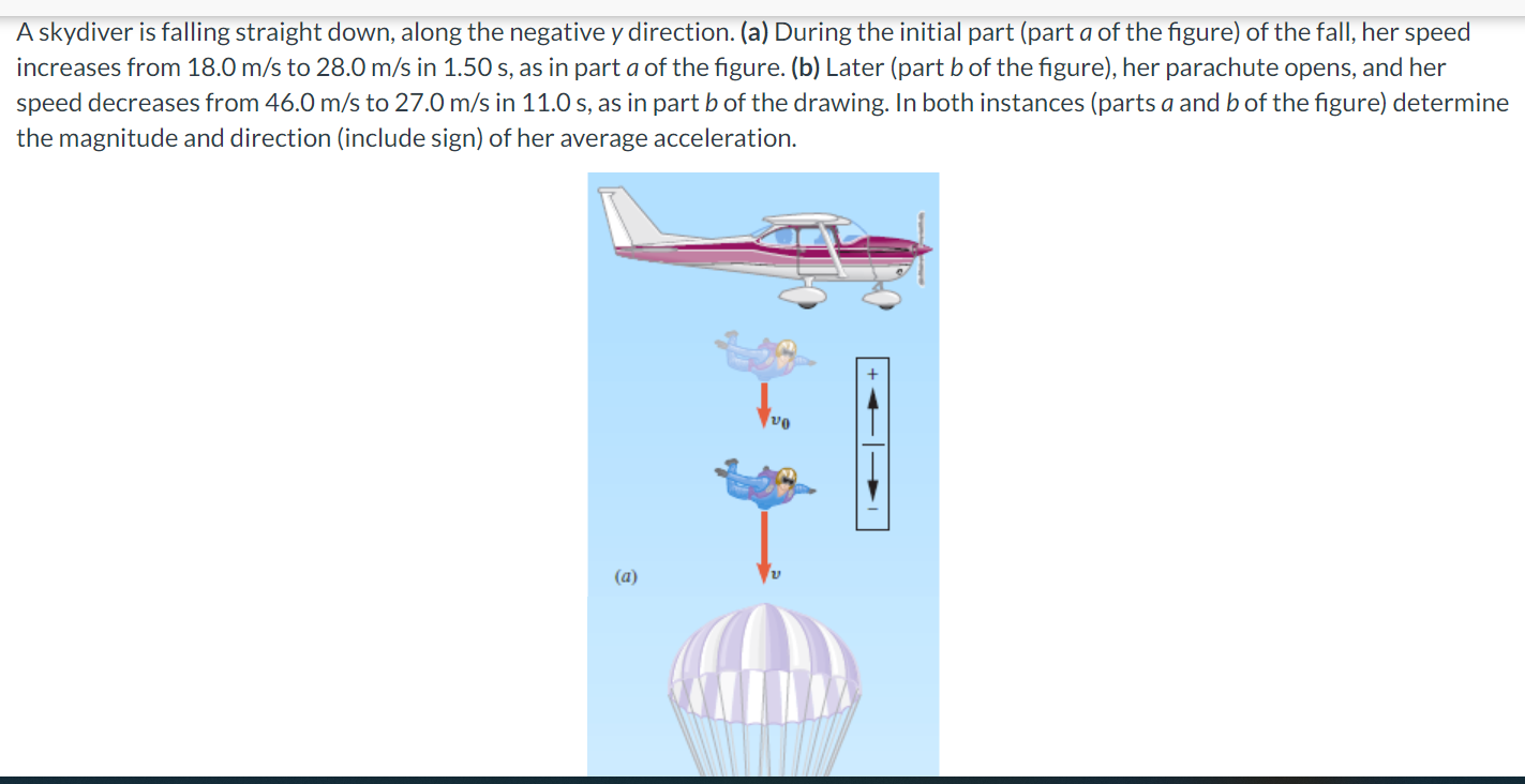 Solved A skydiver is falling straight down, along the | Chegg.com