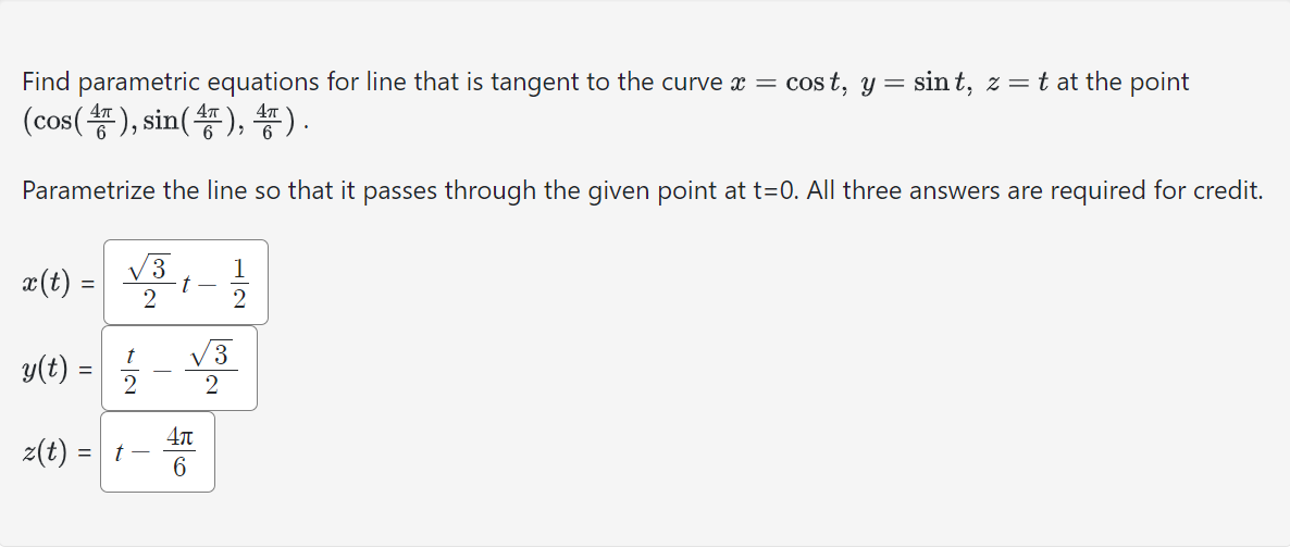 Solved Find parametric equations for line that is tangent to | Chegg.com