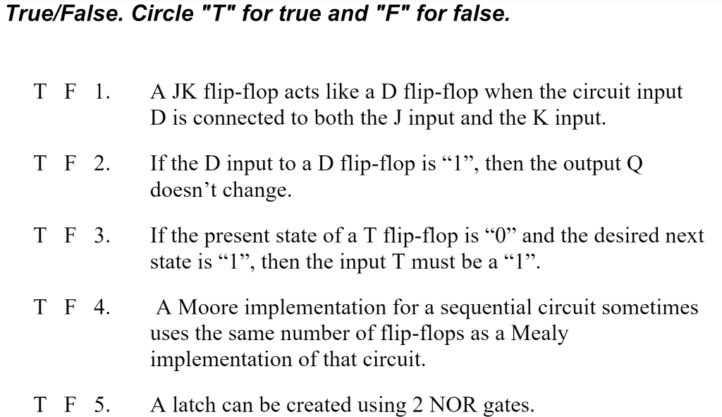 Solved True/False. Circle Solved True/False. Circle