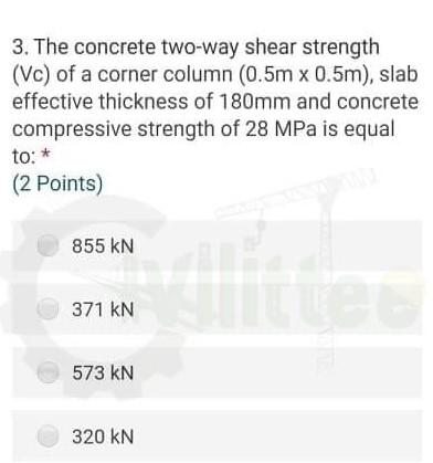 Solved 3. The concrete two-way shear strength (Vc) of a | Chegg.com
