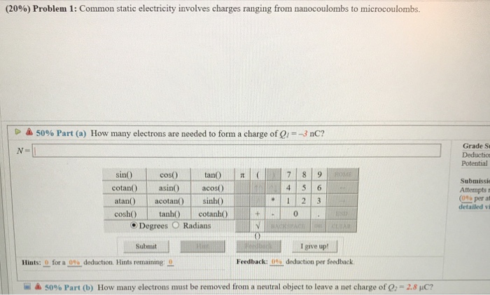 Solved Common static electricity involves charges ranging | Chegg.com