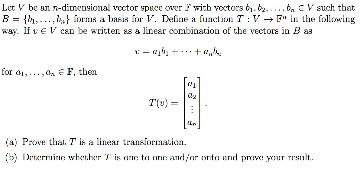 Solved Let V be an n-dimensional vector space over F with | Chegg.com